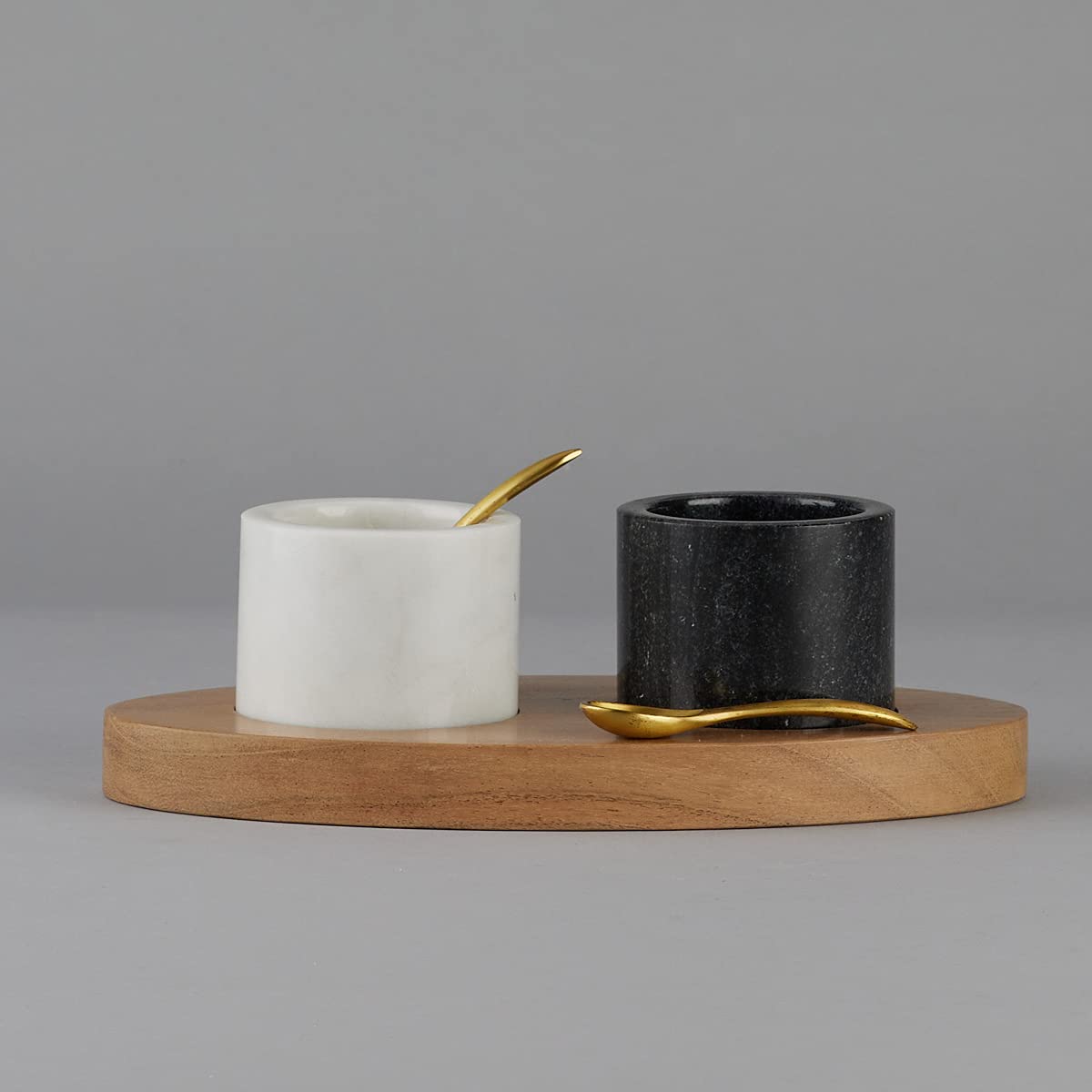 Shop Marble and Wood Condiment Set with Spoons | Stone Essential