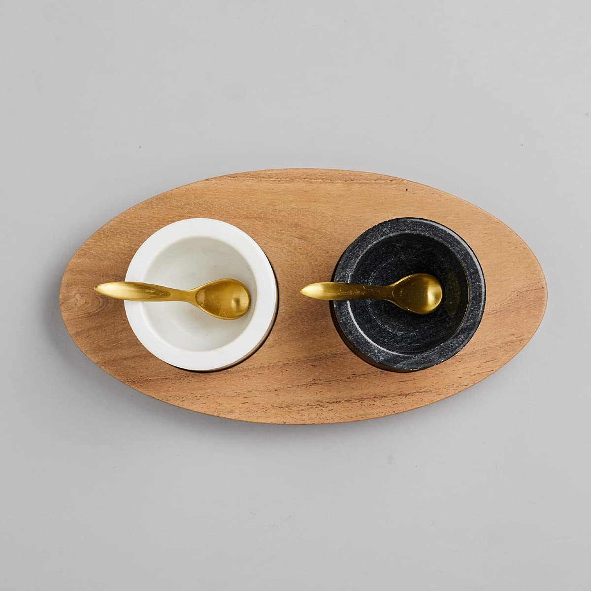 Shop Marble and Wood Condiment Set with Spoons | Stone Essential