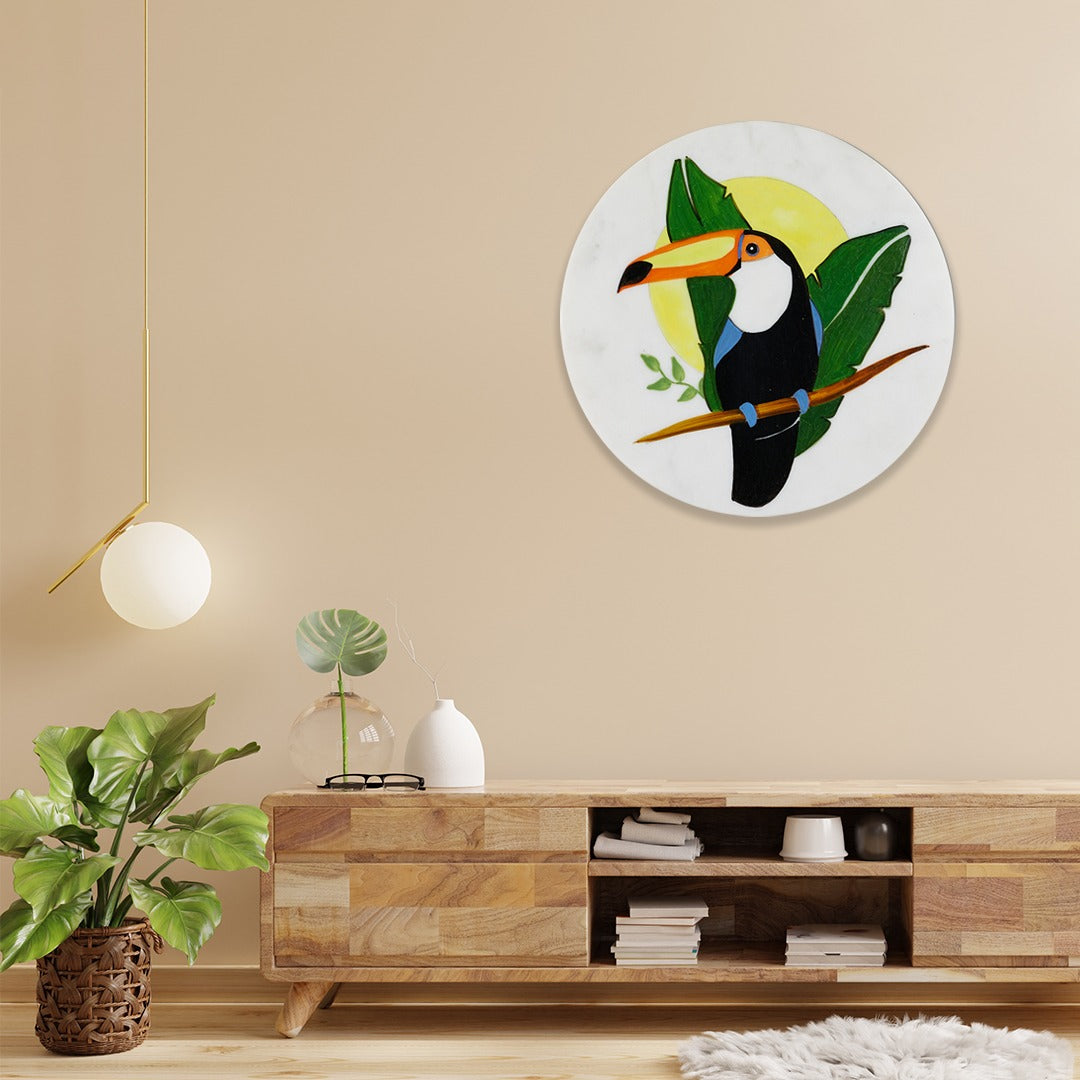 Hand Painted Rainforest Bird Wall Plate | Stone Essential